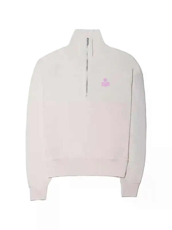 MARANT ETOILE Ross Logo-print Quarter-zip Sweater - Neutrals