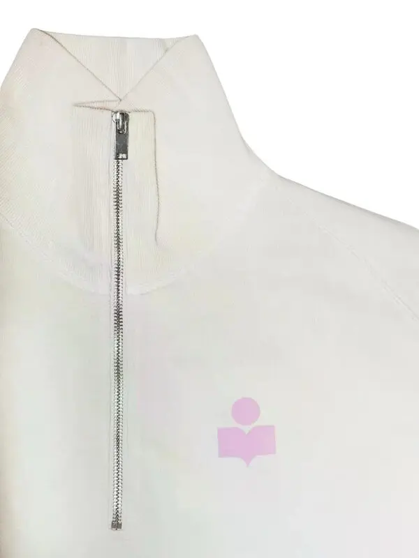 MARANT ETOILE Ross Logo-print Quarter-zip Sweater - Neutrals