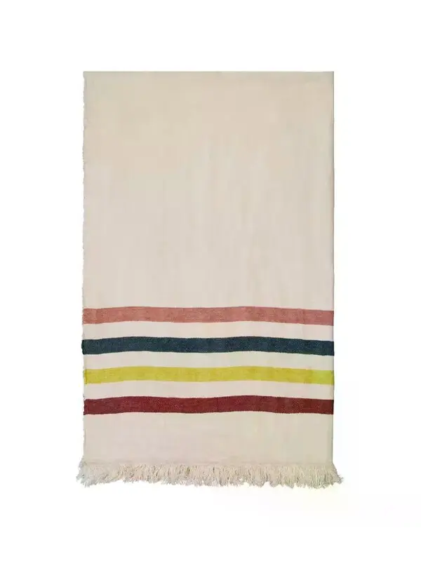 LIBECO Belgian Fouta Striped Fringed Towel - Neutrals