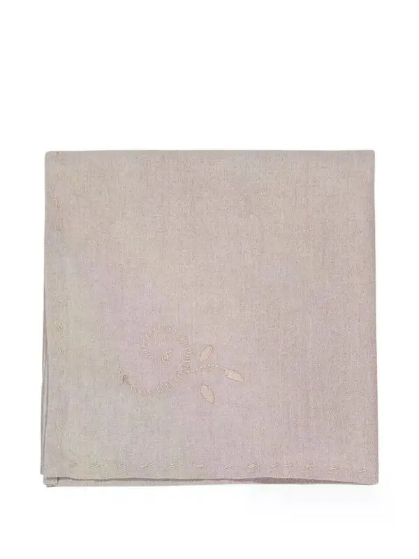 HOUSE OF CAPRICORN Viana Embroidered Linen Tablecloth Napkin - Neutrals