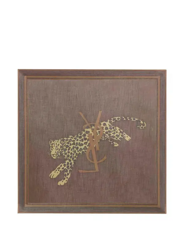 Saint Laurent Cassandre Leopard-print Scarf - Brown
