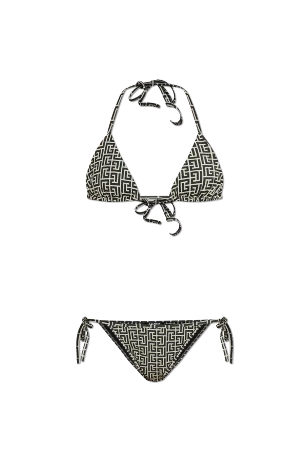 Balmain Geometric Print Two-piece Swimsuit - Black