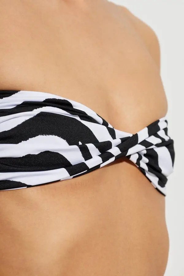 Balmain Bandeau Zebra Two-piece Swimsuit - White