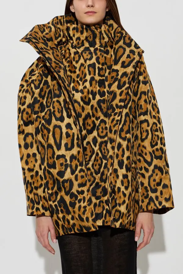 Alaïa Stand-up Collar Animal Print Jacket