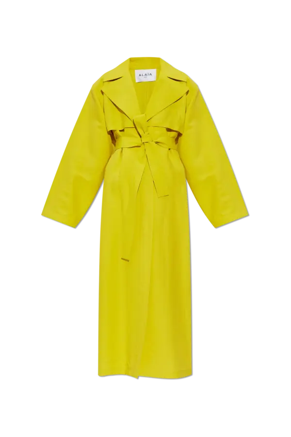 Alaïa Long Coat With Open Lapels - Yellow