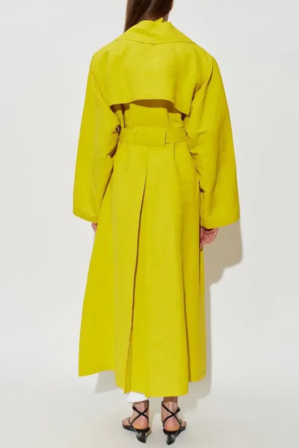 Alaïa Long Coat With Open Lapels - Yellow