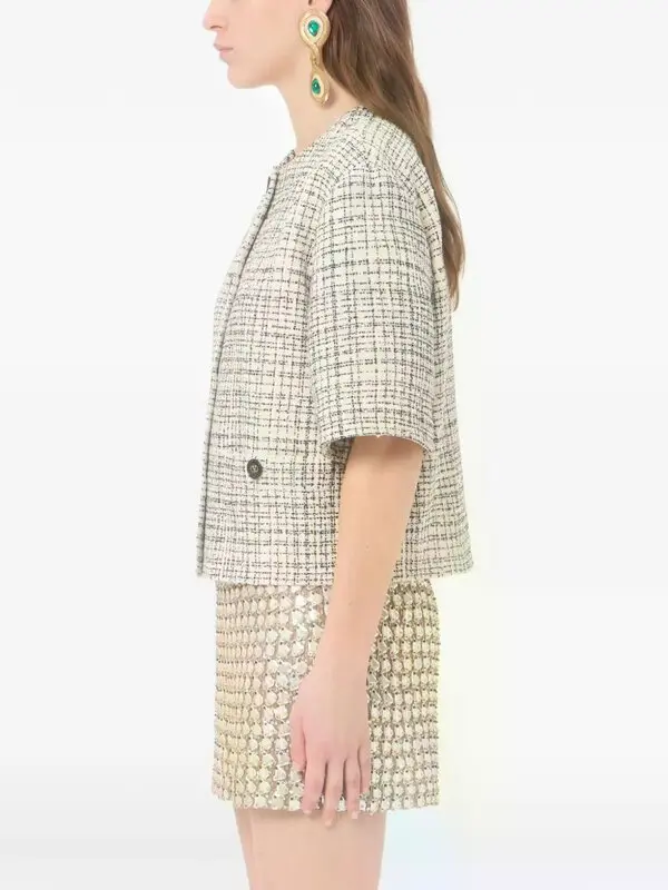 Valentino Garavani Square Tweed Jacket With Logo Buttons - Neutrals