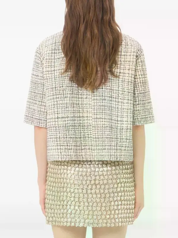 Valentino Garavani Square Tweed Jacket With Logo Buttons - Neutrals