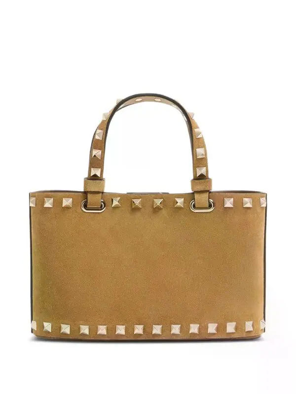 Valentino Garavani Rockstud Mini Suede Shopping Bag - Neutrals