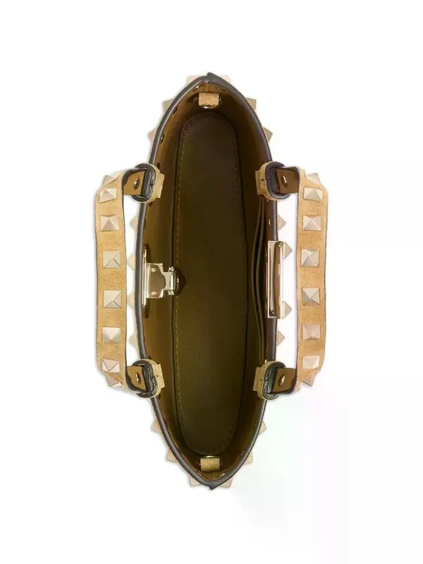 Valentino Garavani Rockstud Mini Suede Shopping Bag - Neutrals