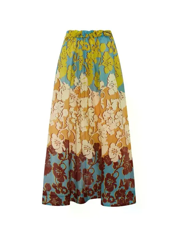 ALEMAIS Floral-print Drawstring-waist Skirt