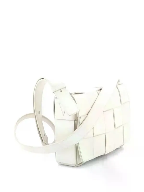 Bottega Veneta Cassette Maxi Intrecciato Leather Small Crossbody Bag - Neutrals