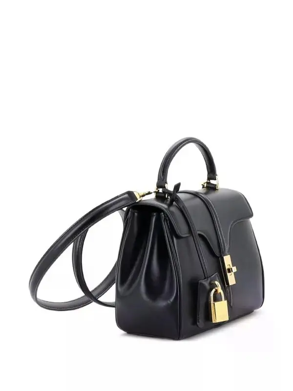Celine 16 Mini Satchel Smooth Calfskin Top Handle Bag - Black