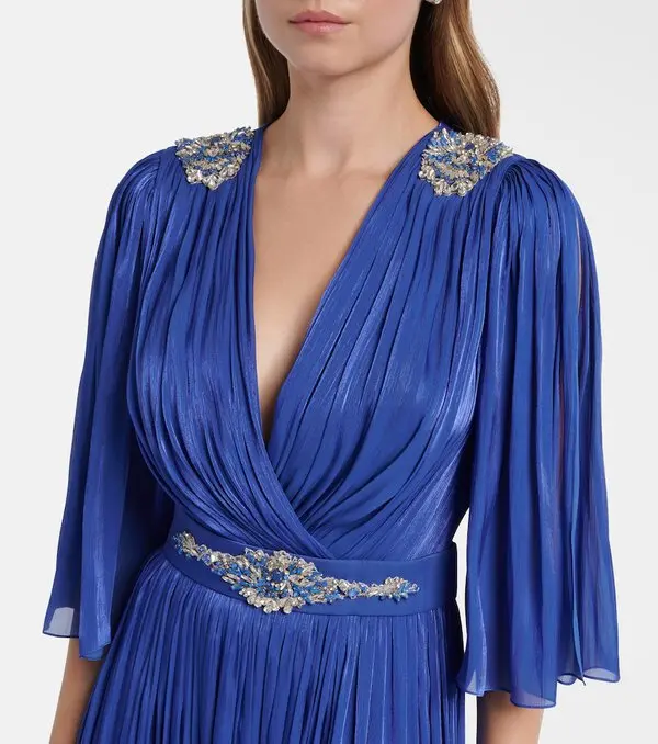 Costarellos Embellished Lurex Georgette Gown