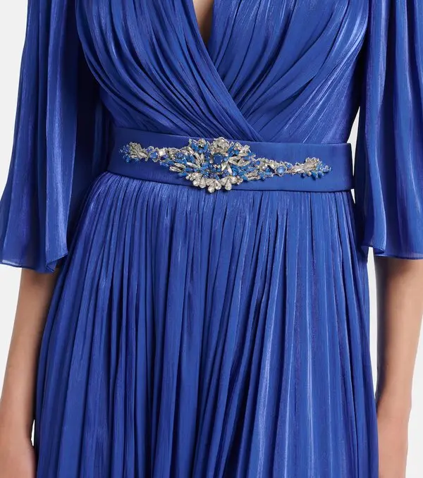 Costarellos Embellished Lurex Georgette Gown