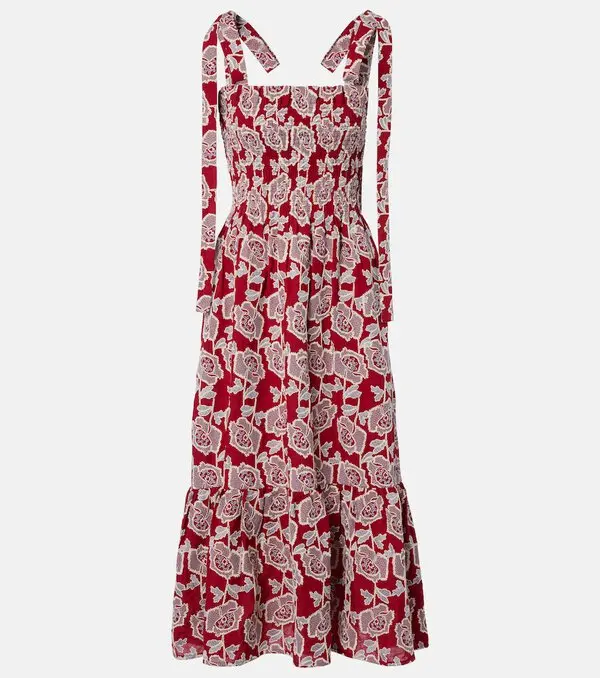 Erdem Floral Cotton-blend Lace Midi Dress - Red