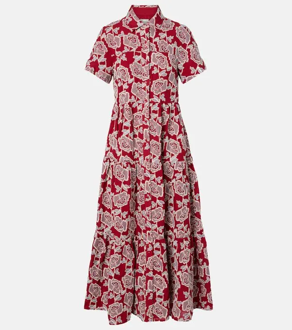 Erdem Embroidered Cotton-blend Shirt Dress - Red