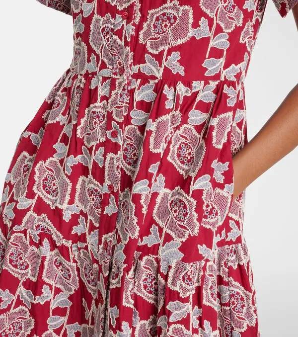 Erdem Embroidered Cotton-blend Shirt Dress