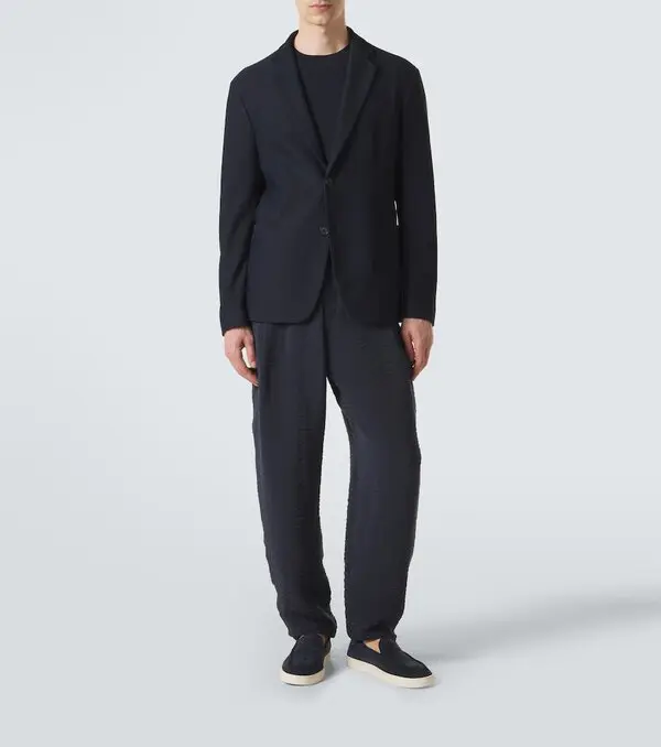 Giorgio Armani Waffle-knit Blazer - Blue