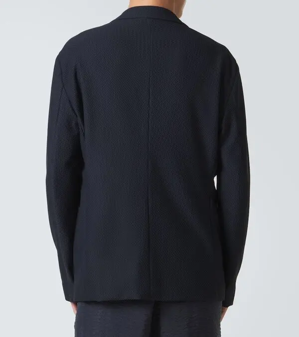 Giorgio Armani Waffle-knit Blazer - Blue