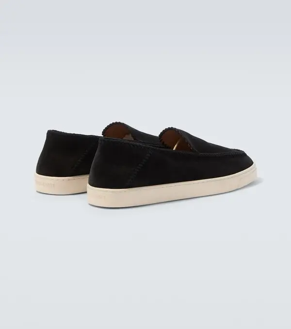 Giorgio Armani Galleria Suede Slip-on Shoes - Black