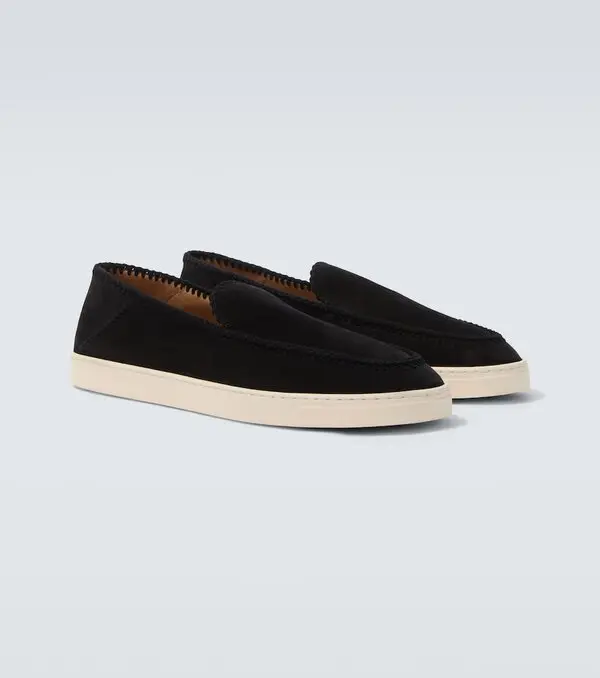Giorgio Armani Galleria Suede Slip-on Shoes - Black