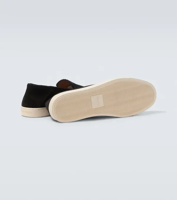 Giorgio Armani Galleria Suede Slip-on Shoes - Black