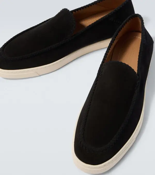 Giorgio Armani Galleria Suede Slip-on Shoes - Black