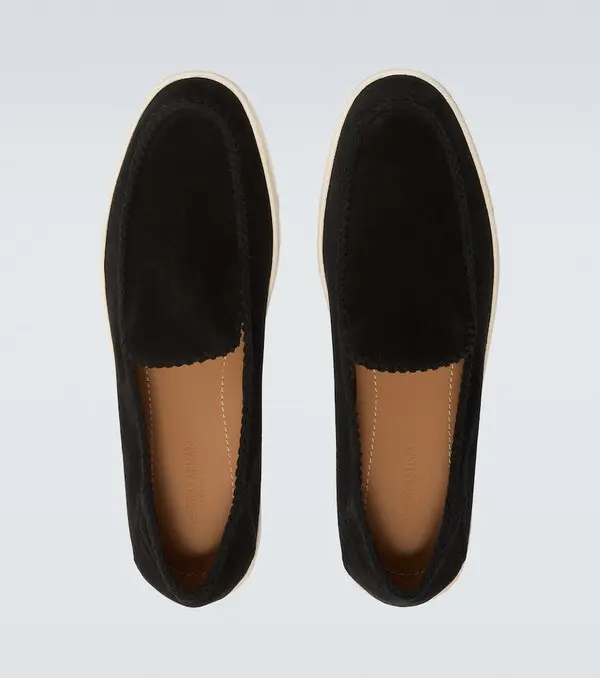 Giorgio Armani Galleria Suede Slip-on Shoes - Black