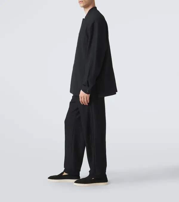 Giorgio Armani Galleria Suede Slip-on Shoes - Black