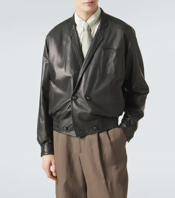 Giorgio Armani Archivio Leather Bomber Jacket