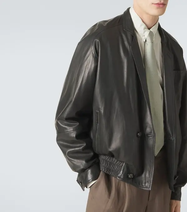 Giorgio Armani Archivio Leather Bomber Jacket