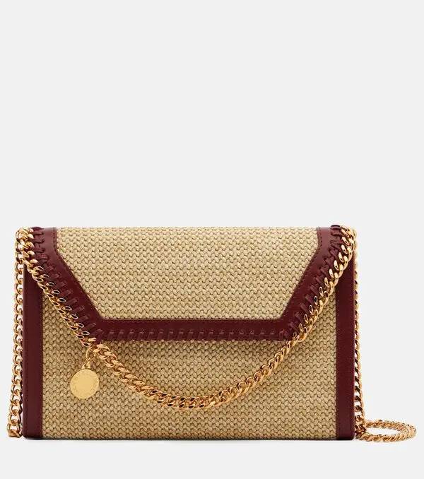 Stella McCartney Falabella Raffia-effect Wallet On Chain - Beige