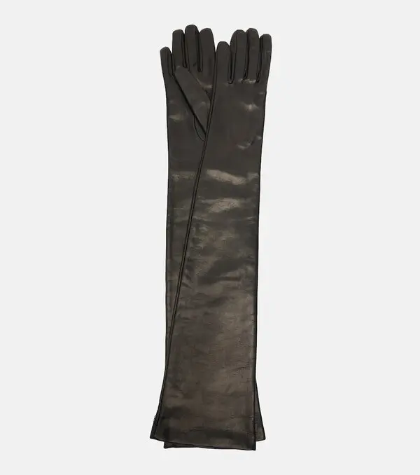 Nour Hammour Leather Gloves - Black