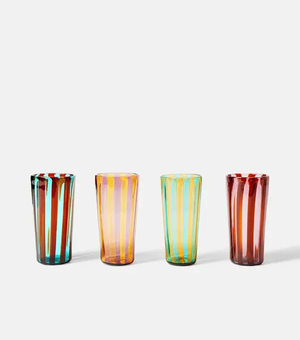AKUA OBJECTS Augusta Set Of 4 Striped Glasses - Multicoloured