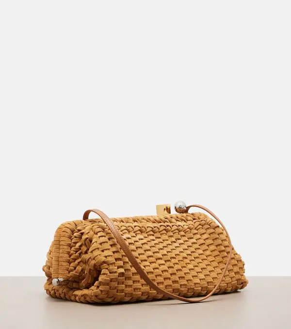 Jacquemus Salon Woven Suede Clutch