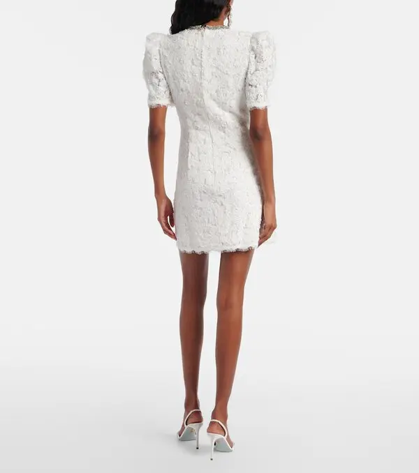 Rebecca Vallance Dillon Embellished Lace Mini Dress - White