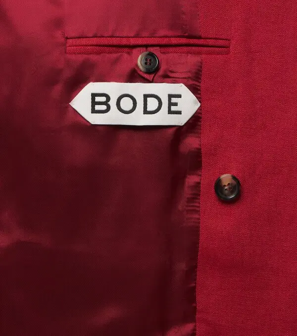 BODE Double-breasted Linen Blazer - Red