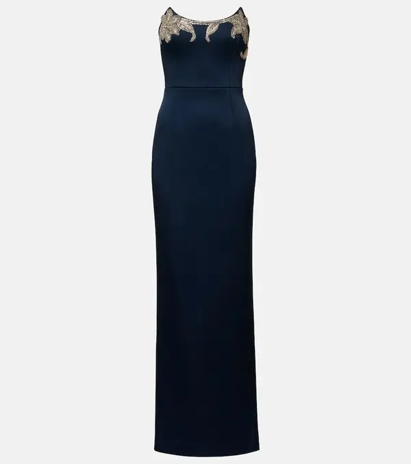 Rebecca Vallance Lessa Embellished Satin Bustier Gown