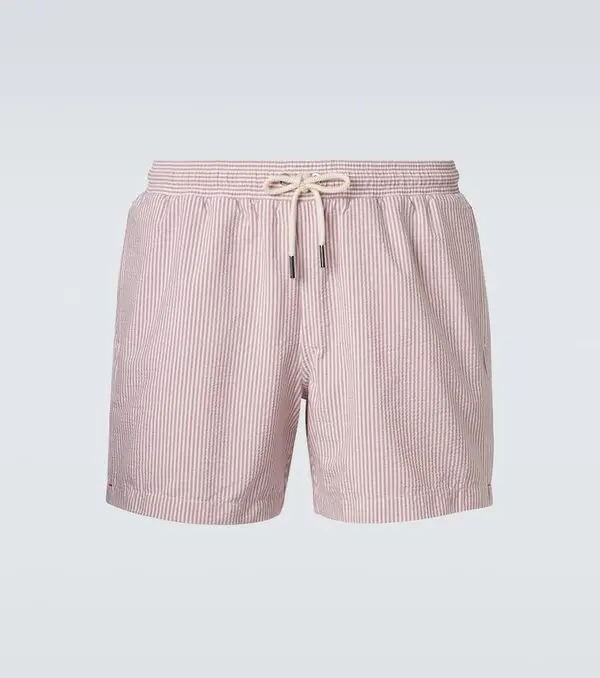 Orlebar Brown Boxer Striped Swim Trunks - Red
