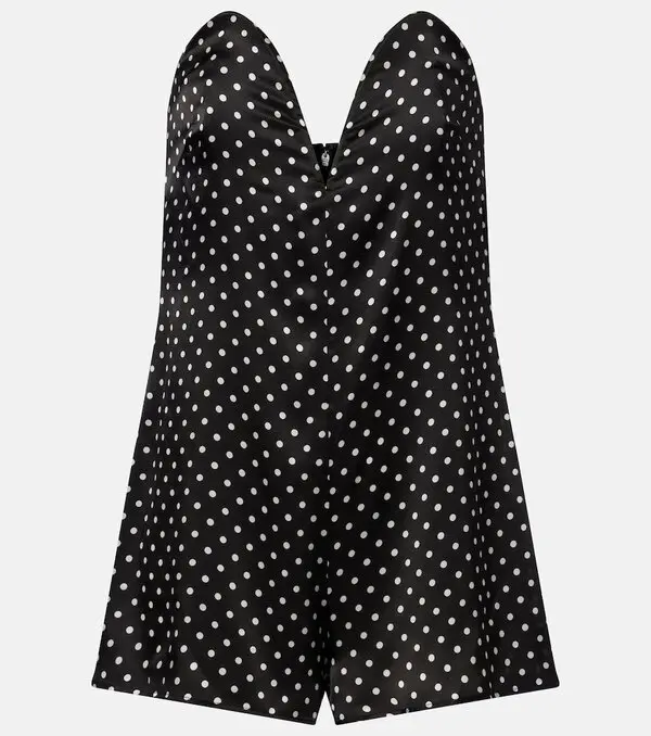 JEAN PAUL GAULTIER Polka-dot Silk Romper - Black