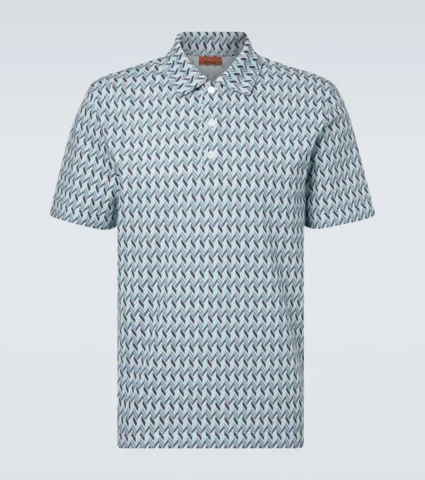 Missoni Zigzag Cotton Polo Shirt - Blue