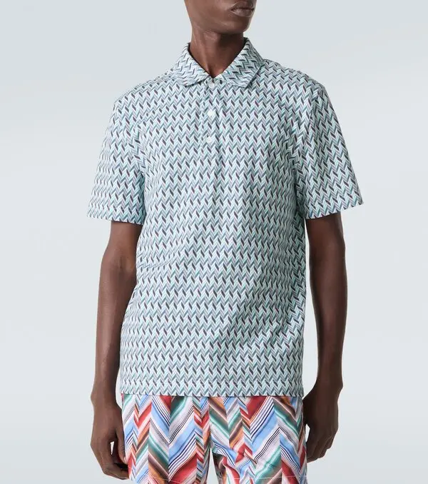 Missoni Zigzag Cotton Polo Shirt - Blue