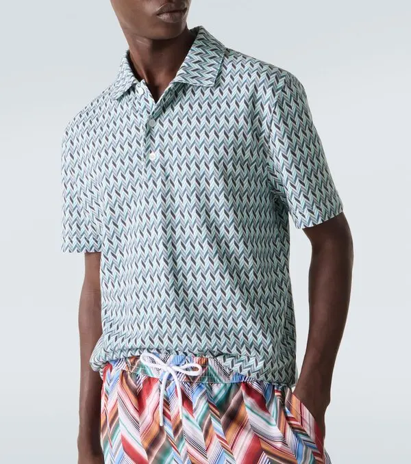 Missoni Zigzag Cotton Polo Shirt - Blue
