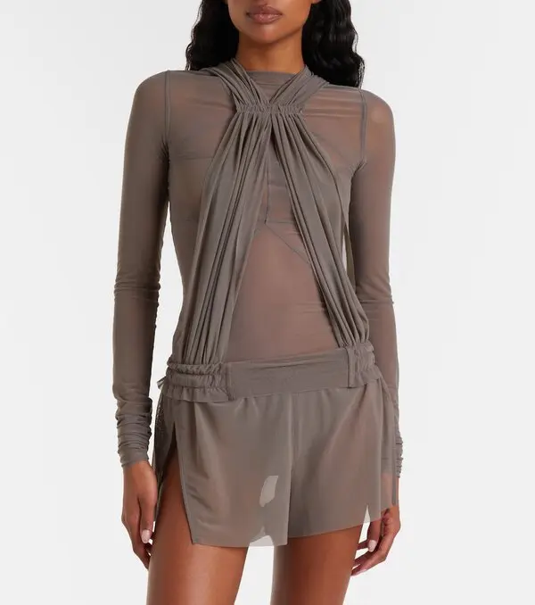 Rick Owens Cutout Sheer Tulle Bodysuit