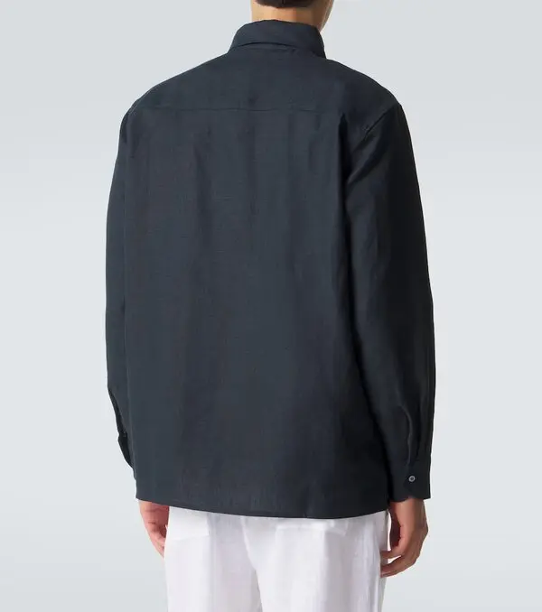 SAMAN AMEL Linen Overshirt - Blue