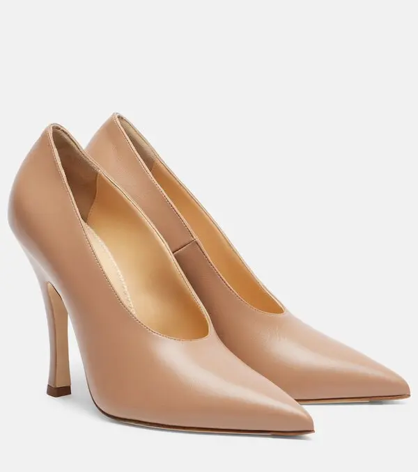 Magda Butrym Leather Pointed Toe Pumps - Beige