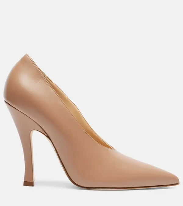 Magda Butrym Leather Pointed Toe Pumps - Beige