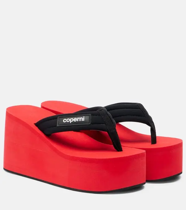 Coperni Logo Platform Thong Sandals - Red