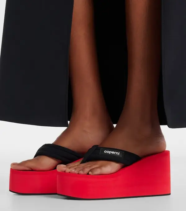 Coperni Logo Platform Thong Sandals - Red
